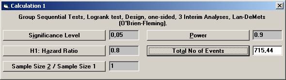 StudySize - Software for Sample Size Calculation and Power Analysis. Example of group sequential ...